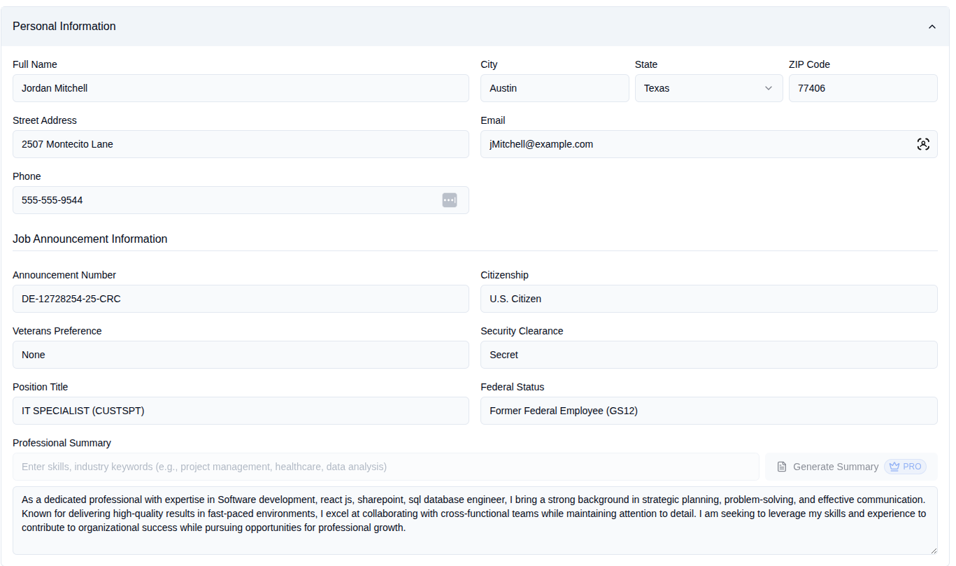 Federal Resume Builder | Create USAJobs & Government Contractor Resumes