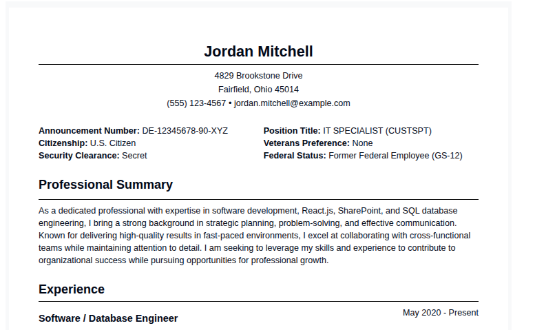 Federal Resume Builder | Create USAJobs & Government Contractor Resumes